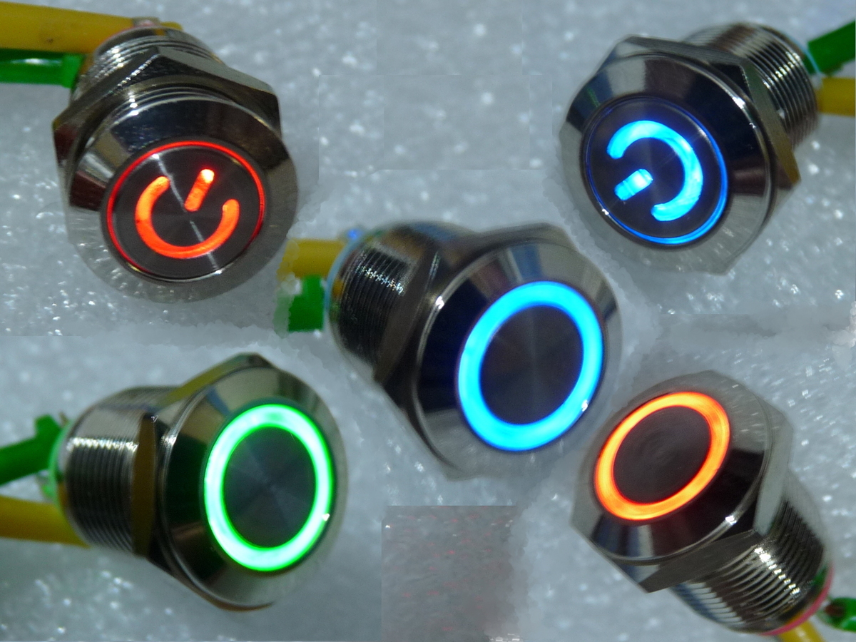 Small Led Flush Metal Push Button, 12mm Hole, Various Styles Available ...