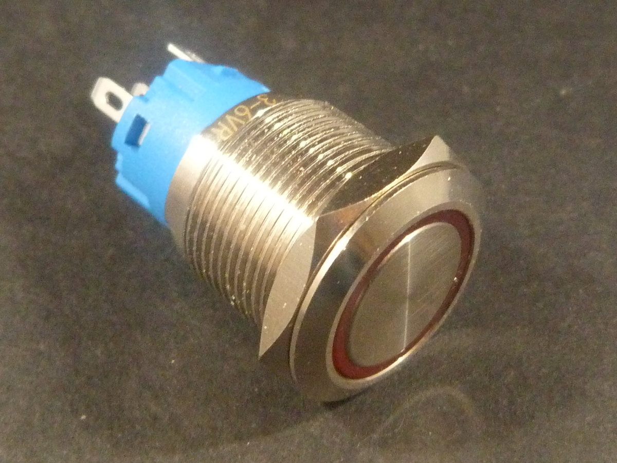 Large Led Flush Metal Push Button, 19mm Hole, Various Styles Available ...