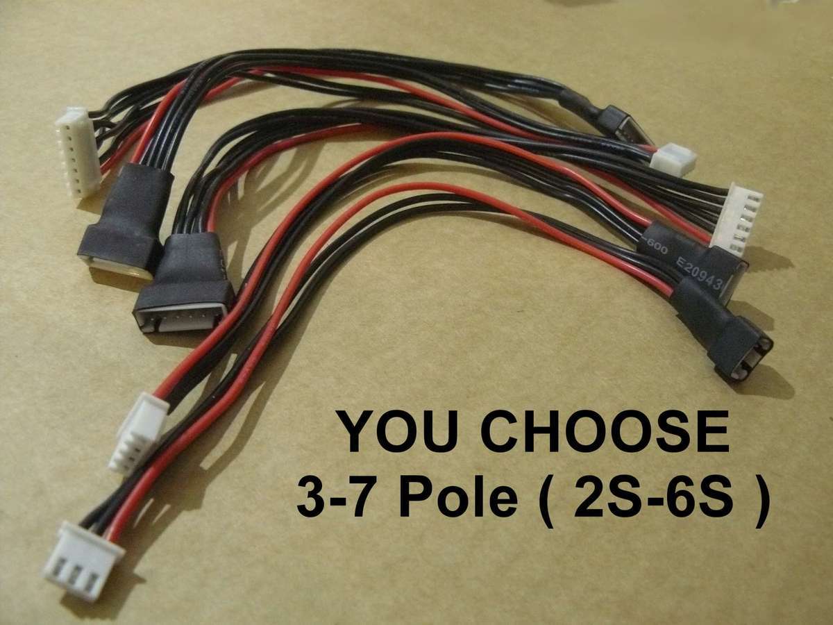 XH Balance Cable Extender, 20cm, You Choose 3-7 Pole - 2S 3S 4S 5S 6S ...