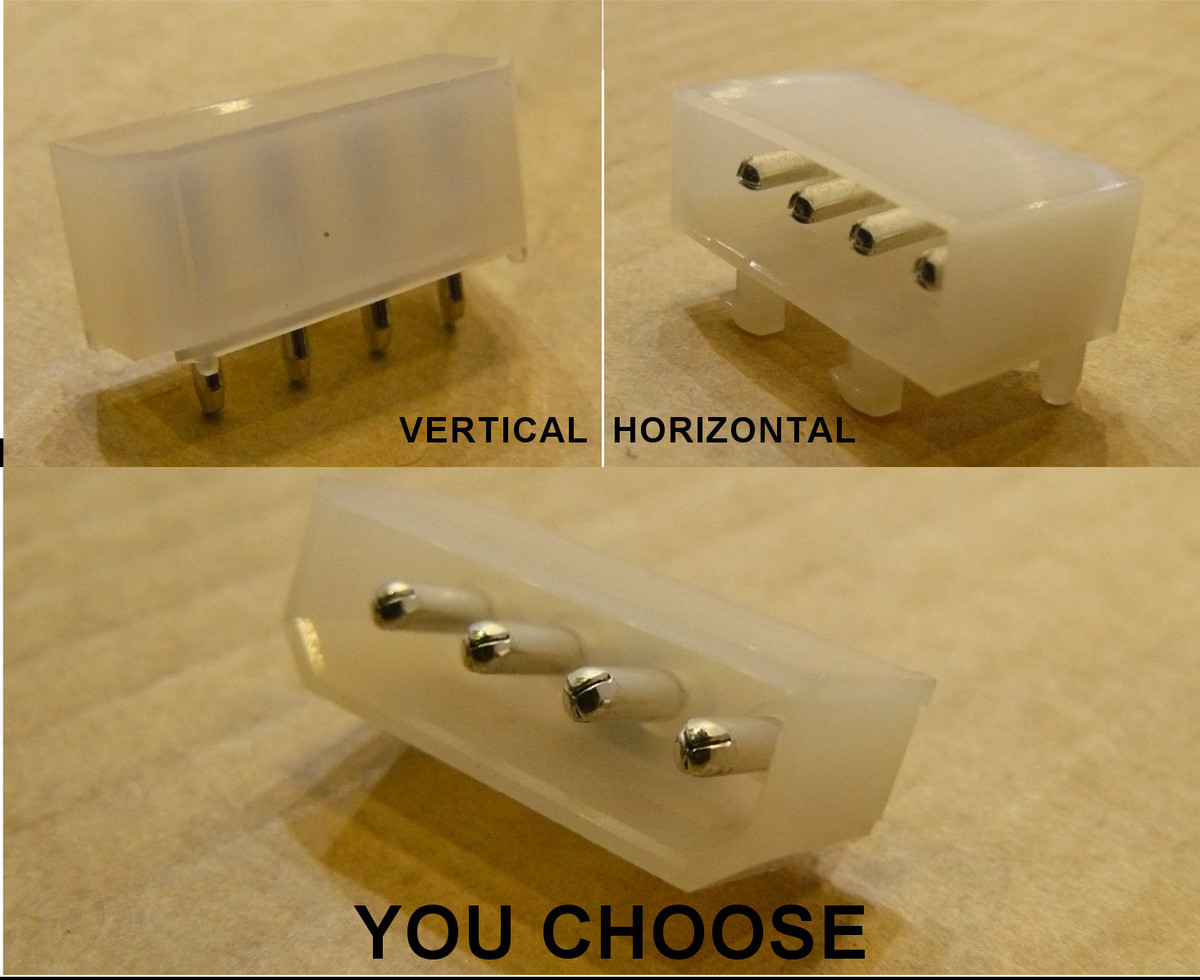 "Molex" Type Power Connector PCB Mount, You Choose Vertical or ...