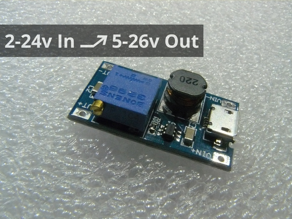 Step Up DC Boost Converter 2-24V In, 5-26v Out, With MicroUSB Input ...