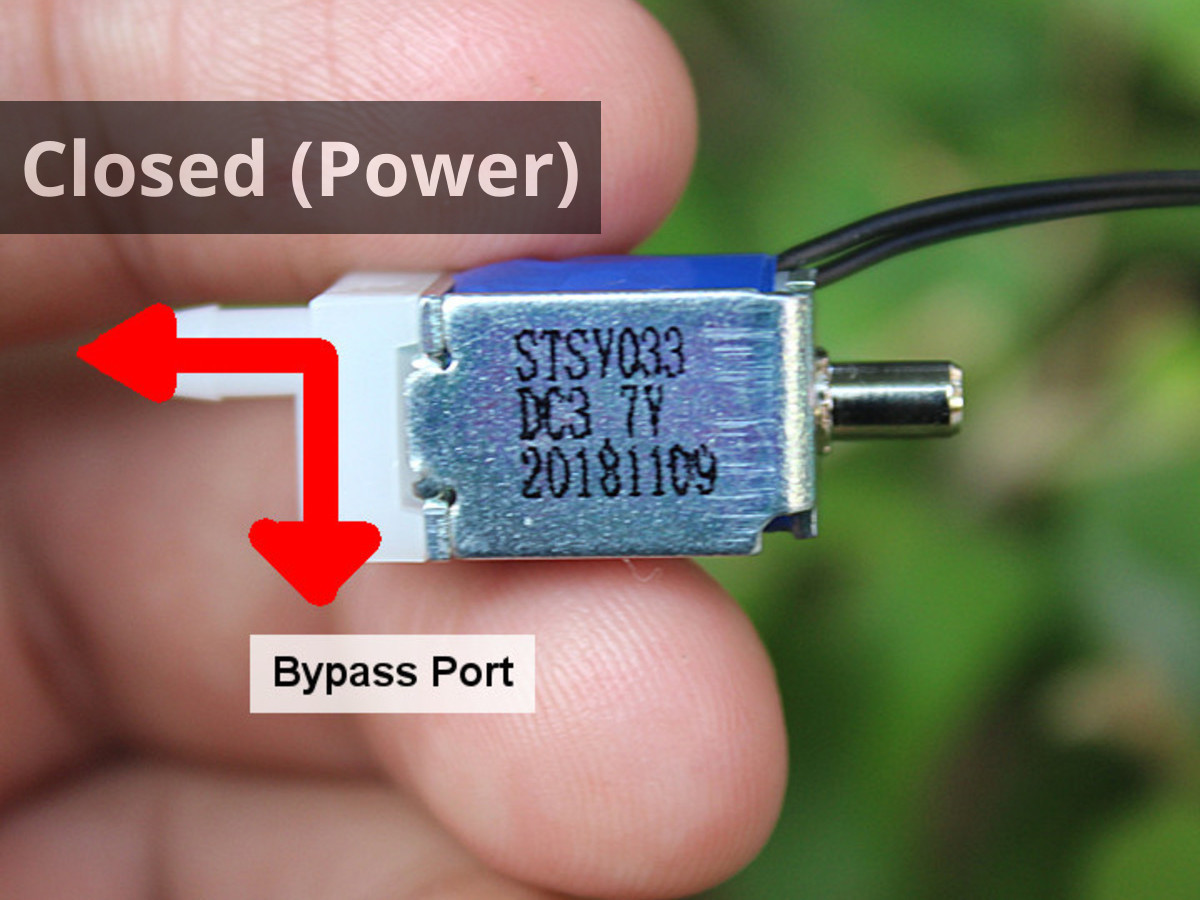 Mini Solenoid Air Valve, 3.7 Volts, Normally Open With Bypass Vent ...