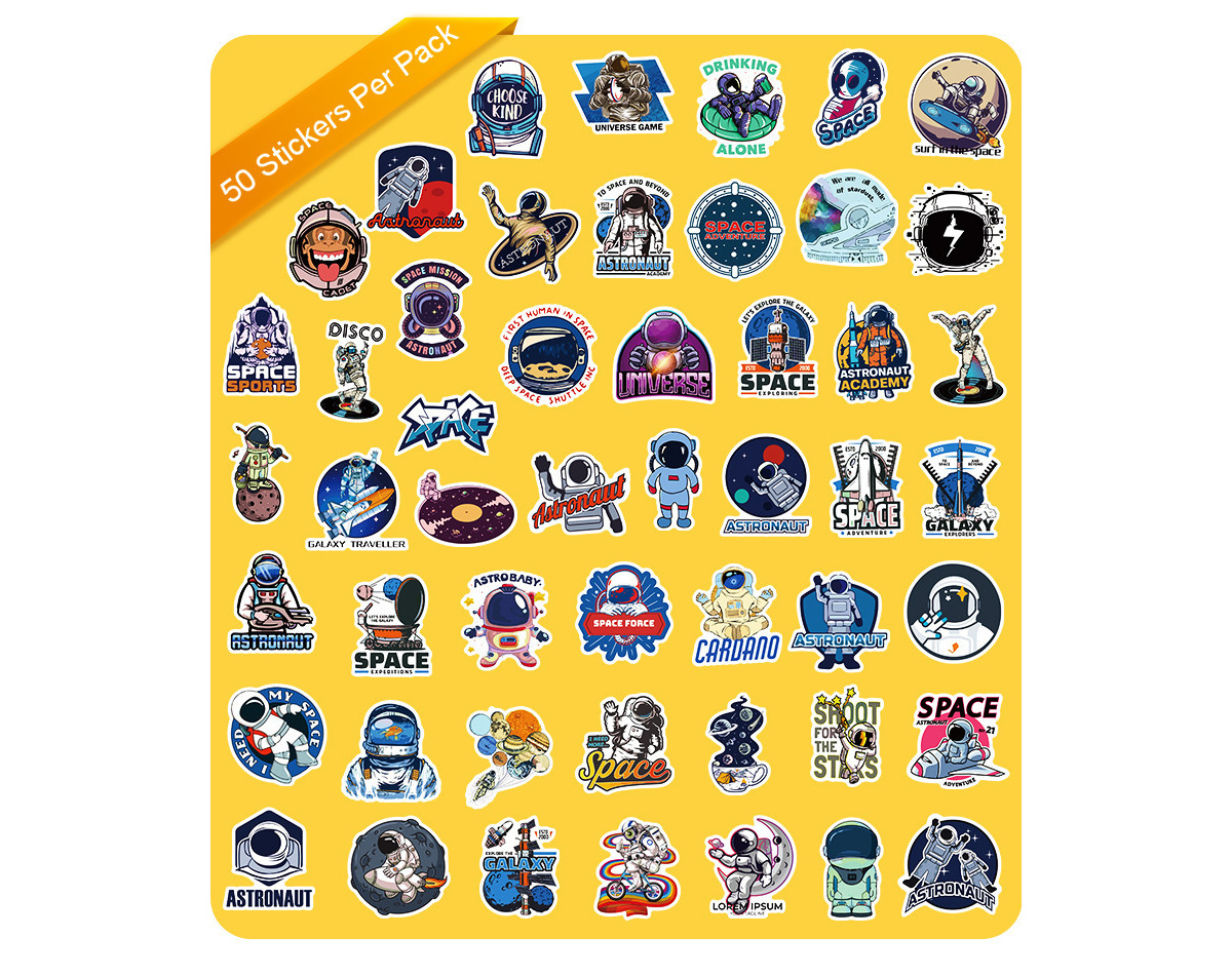 50 Stickers - Illustrated Pop Culture Space Astronauts - Buy Stickers ...