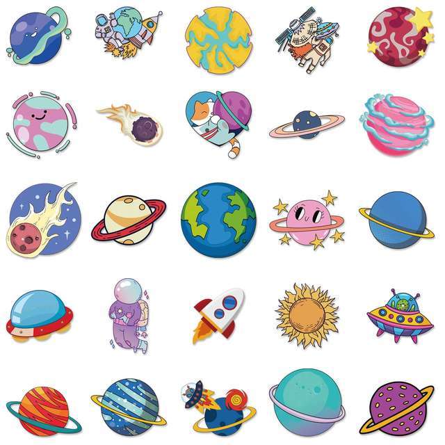 50 Stickers - Illustrated Planets - Buy Online From Christchurch New ...