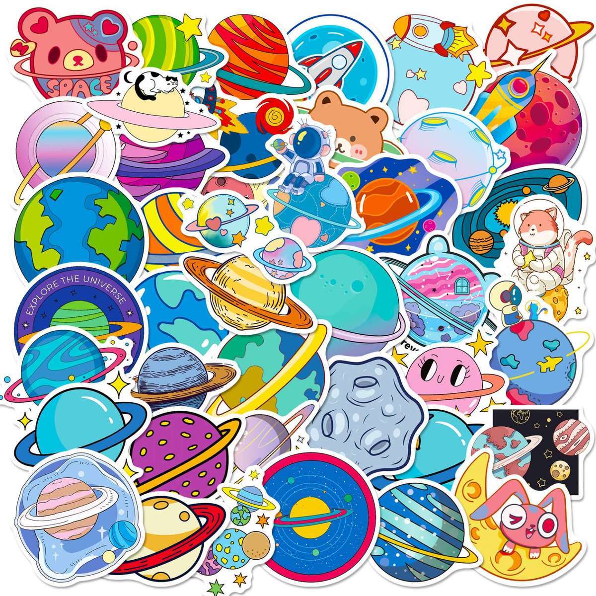 50 Stickers - Illustrated Planets - Buy Stickers - Gogo:Tronics Hobby ...