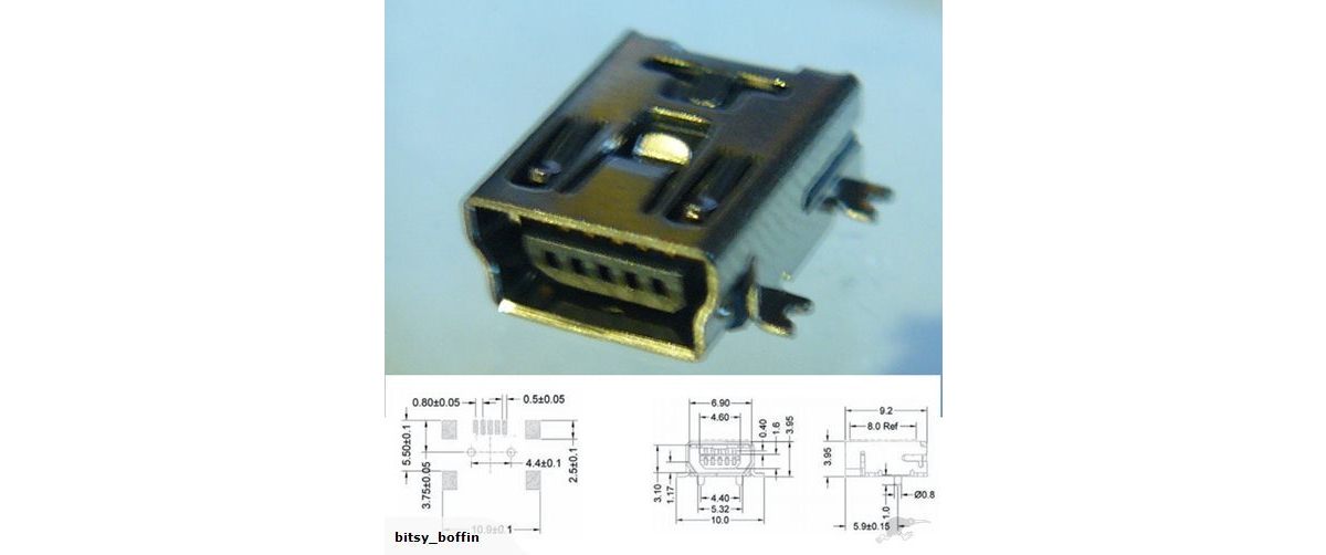 (4 of) USB Mini-B Socket SMD Surface Mount - Buy Sockets - Gogo:Tronics ...